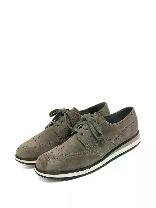 Prada Suede Brogue Perforated Low-top Sneakers