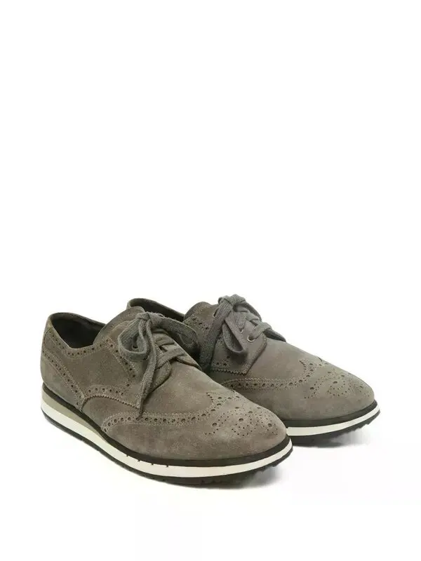 Prada Suede Brogue Perforated Low-top Sneakers