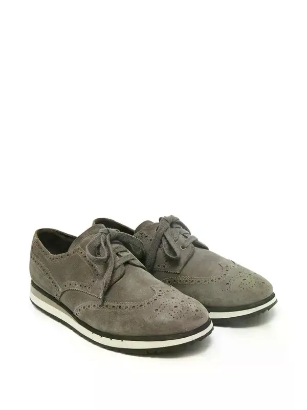 Prada Suede Brogue Perforated Low-top Sneakers