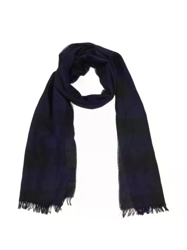 TOM FORD Check-pattern Fringed Scarf - Blue