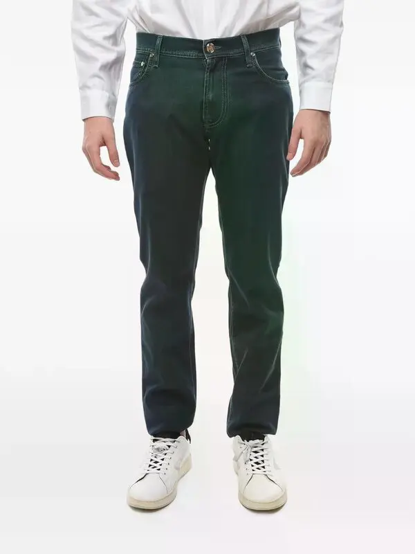 Corneliani Acid-wash Embroidered Jeans - Blue