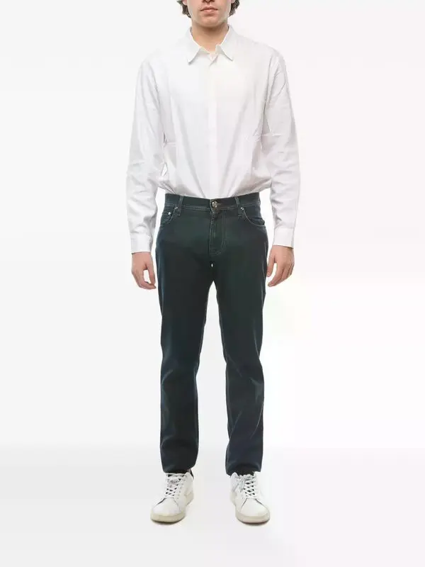 Corneliani Acid-wash Embroidered Jeans