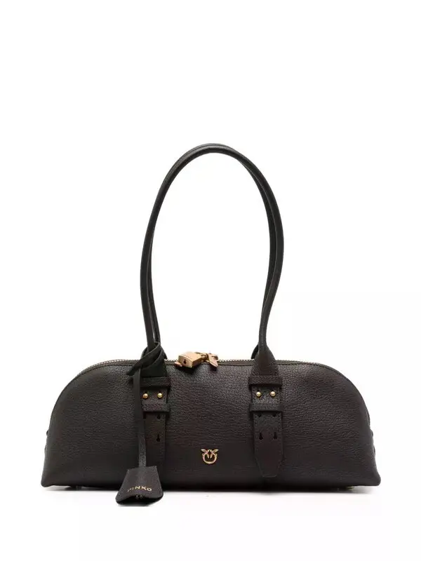 Pinko Big Bowling Horizontal Leather Tote Bag - Brown