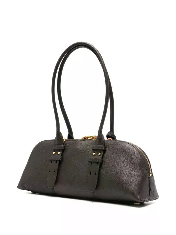 Pinko Big Bowling Horizontal Leather Tote Bag - Brown