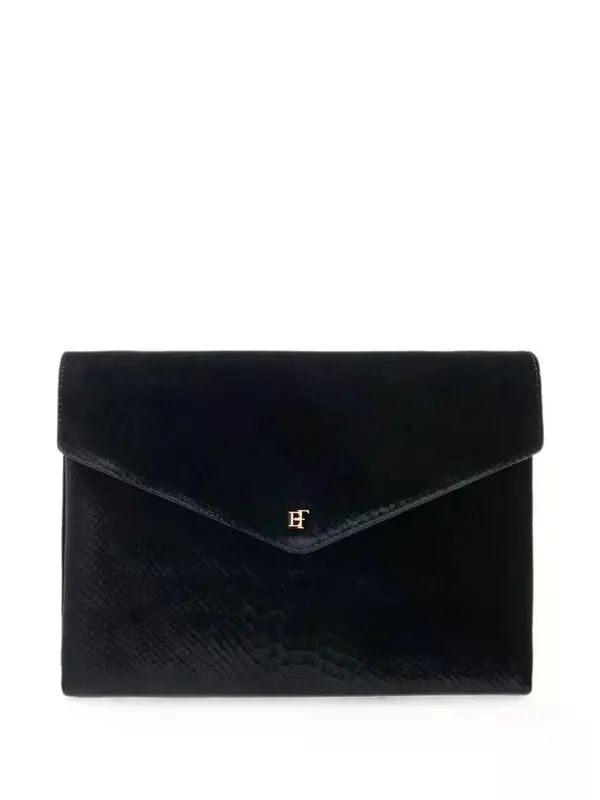 Elisabetta Franchi Over-the-shoulder Bag Made From Velvet With A Crocodile Print Texture - Black