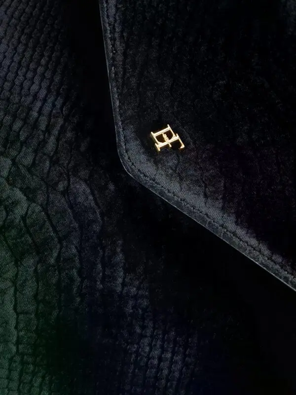 Elisabetta Franchi Velvet Bag With Crocodile Print Texture - Black