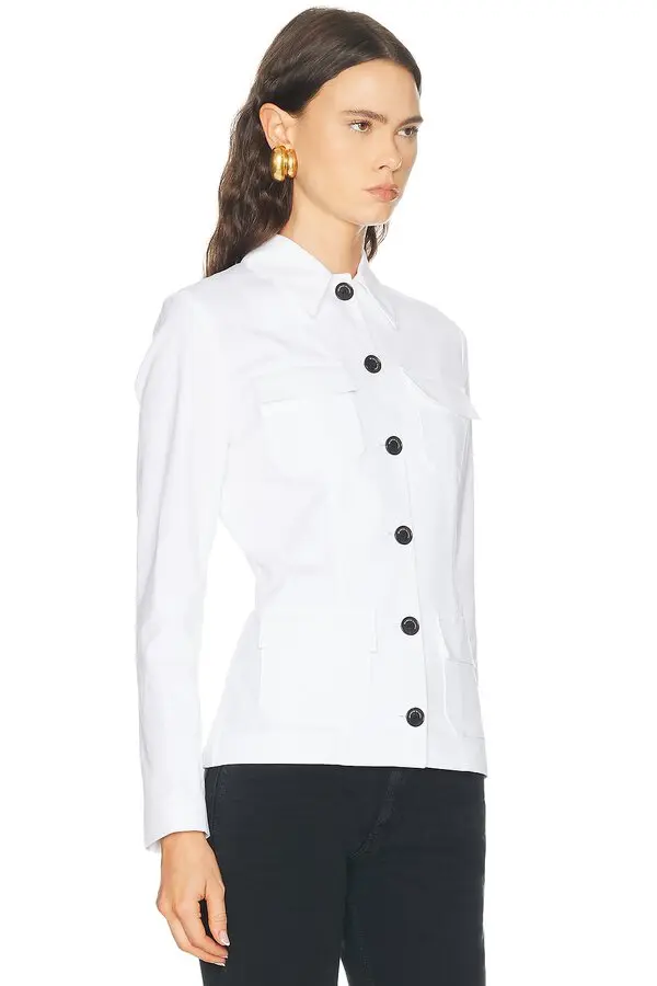 Brandon Maxwell Gage Fitted Button Up Jacket