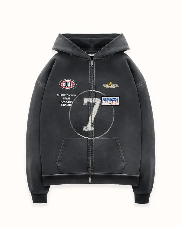 DUKE + DEXTER Dr4 Eat Dirt Washed Zip Hoodie - Black