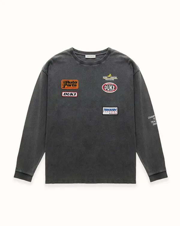 DUKE + DEXTER Dr4 Washed Track Long Sleeve Top - Black