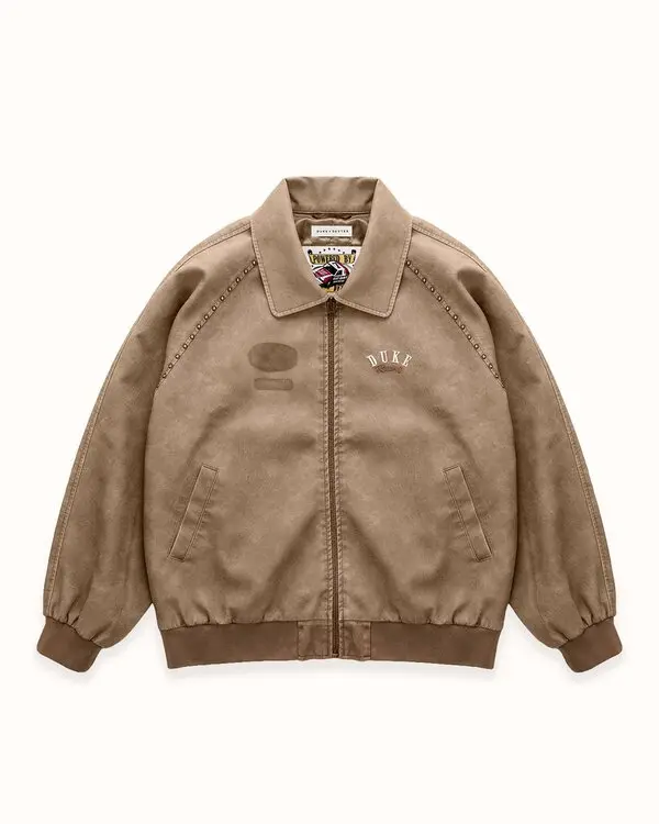 DUKE + DEXTER Dr4 Sun Faded Bomber Jacket - Tan