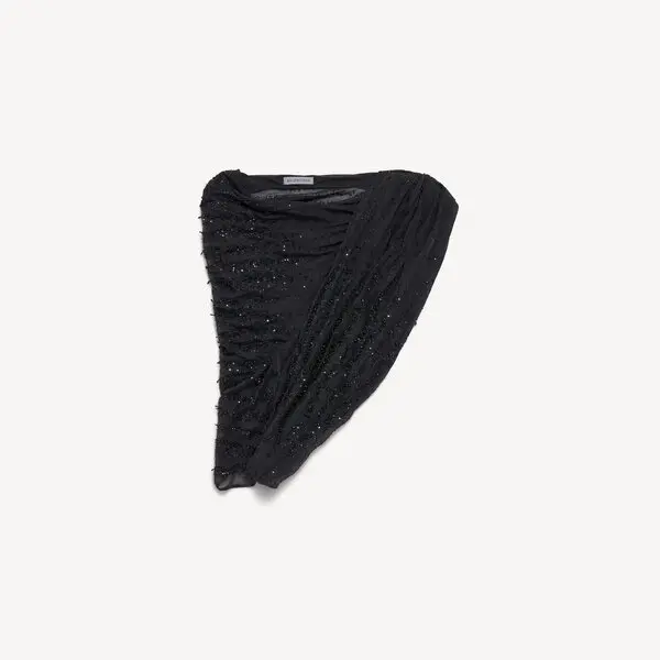 Balenciaga Embroidered One Shoulder Draped Top - Black