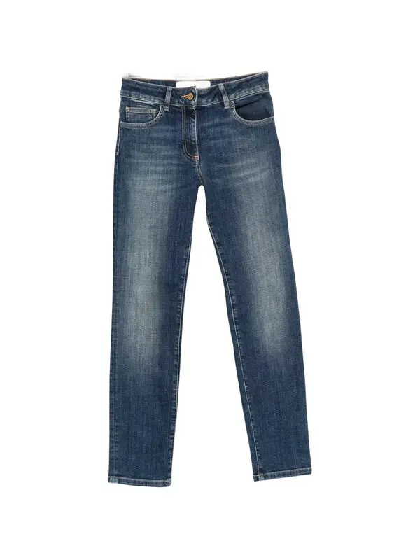 Elisabetta Franchi With Embroidered Logo And Délavé Effect - Blue