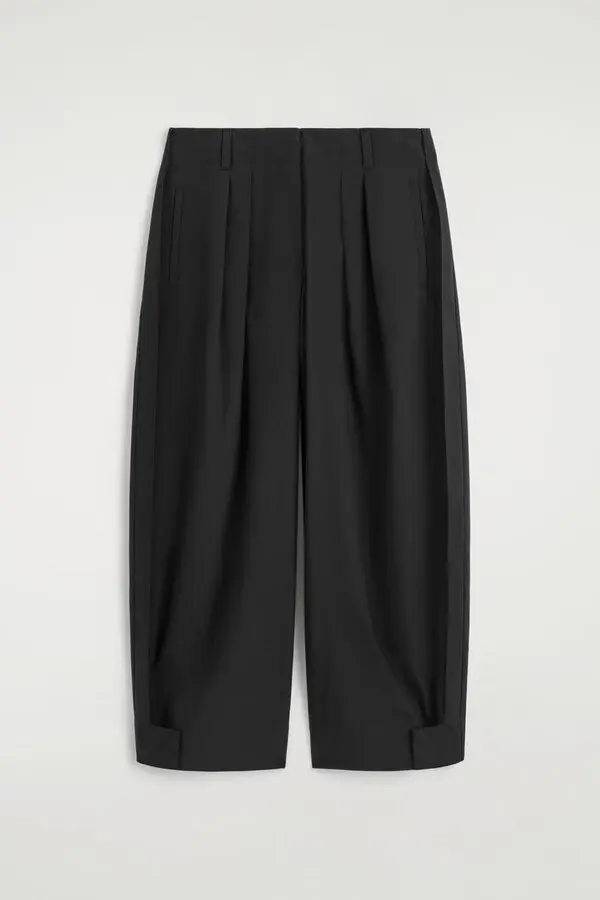 Cos Pleated Cotton Tapered Utility Pants - Black