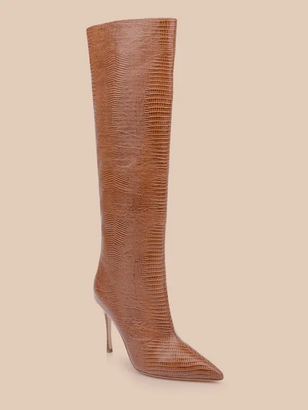 L'Agence Lafayette Boot - Dark Tan Lizard