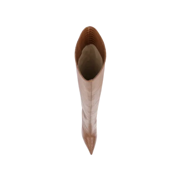 L'AGENCE Lafayette Knee-high Stiletto Boots - Dark Tan Lizard
