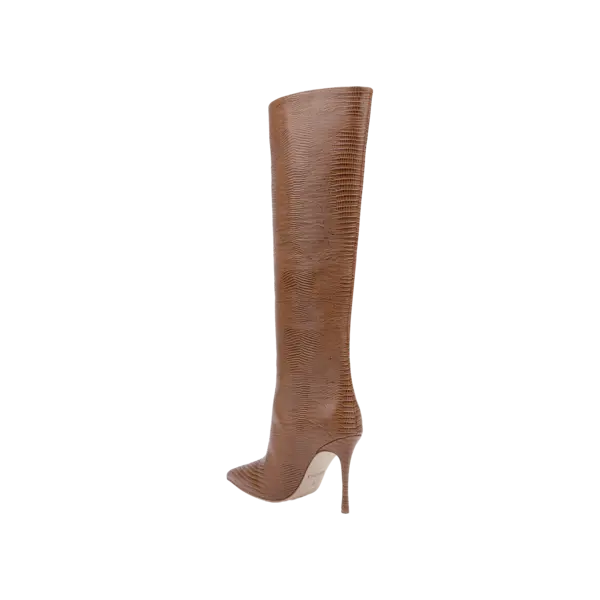 L'AGENCE Lafayette Knee-high Stiletto Boots - Dark Tan Lizard