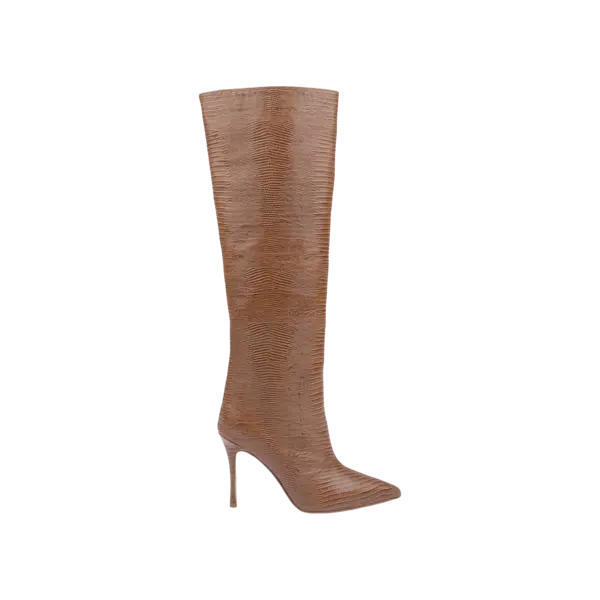 L'AGENCE Lafayette Knee-high Stiletto Boots - Dark Tan Lizard