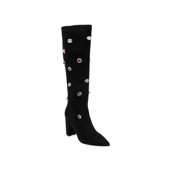 L'Agence Concourse Embellished Suede Knee-high Boots - Black Suede