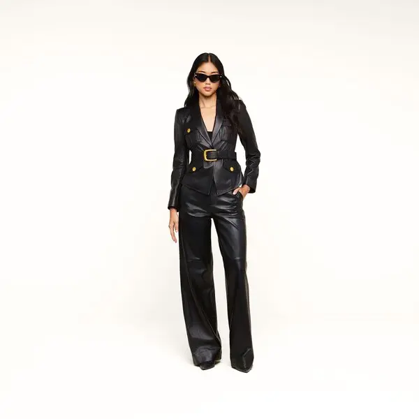 L'Agence Livvy Leather Trouser - Black