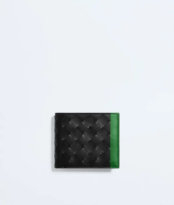 Bottega Veneta Intrecciato Bi-fold Wallet - Black/shamrock