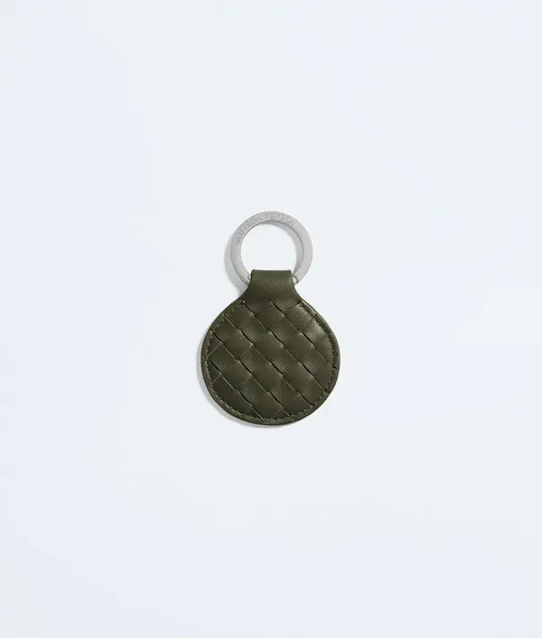 Bottega Veneta Intrecciato Piccolo Round Key Ring - Bark Green