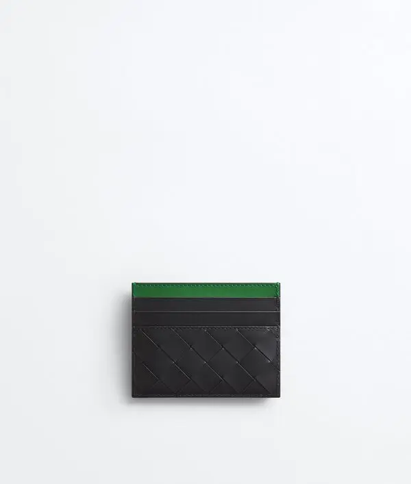 Bottega Veneta Intrecciato Credit Card Case - Black/shamrock