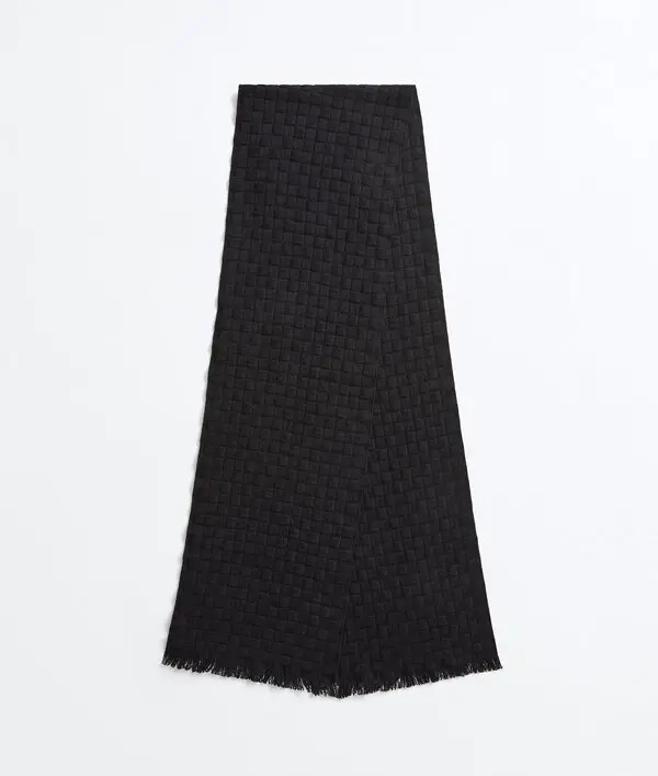 Bottega Veneta Cashmere Intrecciato Scarf - Double Black