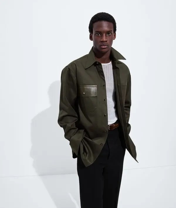 Bottega Veneta Cotton Gabardine Shirt - Dark Juniper