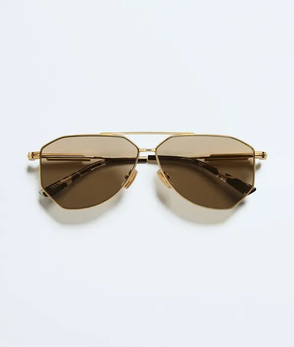 Bottega Veneta Classic Aviator Sunglasses - Gold/brown