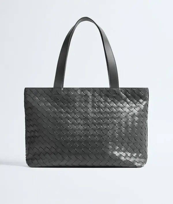 Bottega Veneta Small Intrecciato Zipped Tote - Obsidian Gray