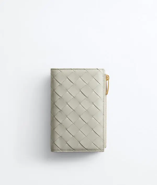 Bottega Veneta Intrecciato Medium Bi-fold Wallet - Silica Gray