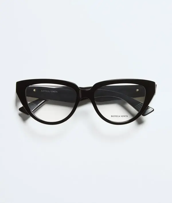 Bottega Veneta Classic Cat Eye Eyeglasses - Black/transparent
