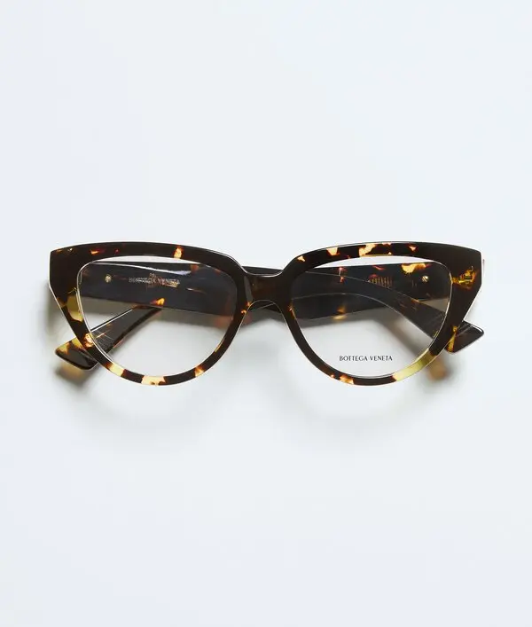 Bottega Veneta Classic Cat Eye Eyeglasses - Havana/transparent