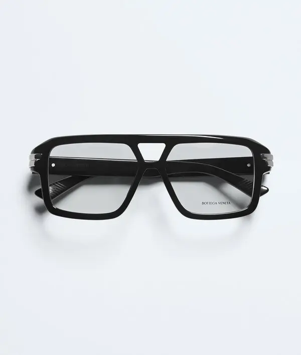 Bottega Veneta Mitre Aviator Eyeglasses - Black/transparent