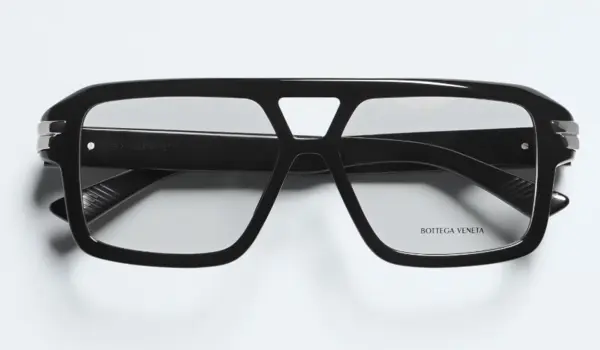 Bottega Veneta Mitre Aviator Eyeglasses - Black/transparent