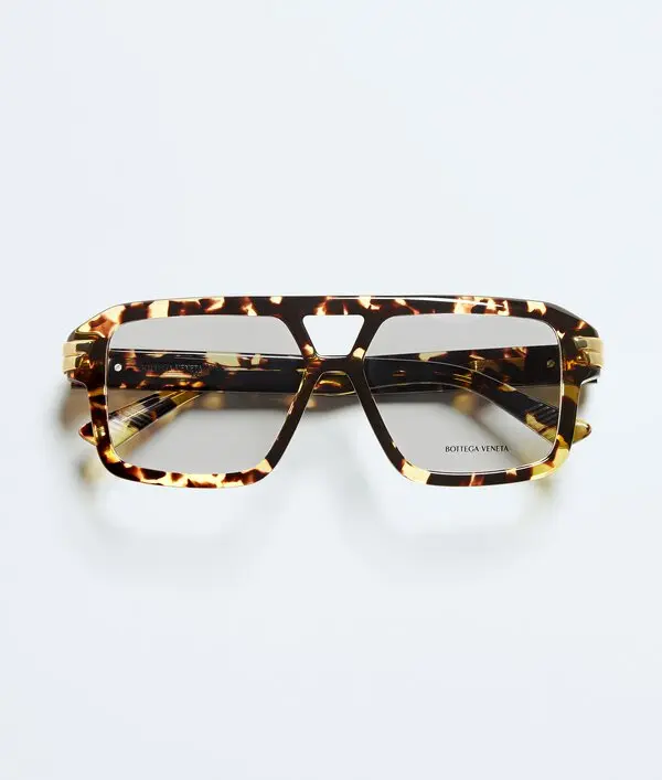 Bottega Veneta Mitre Aviator Eyeglasses - Havana/transparent