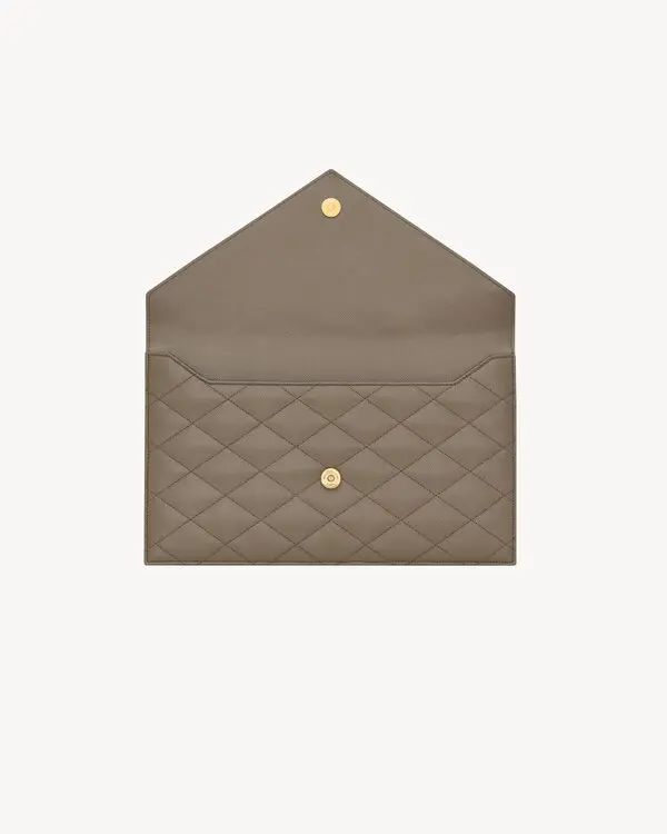 Saint Laurent Paris Pouch In Grain De Poudre Leather In Beige