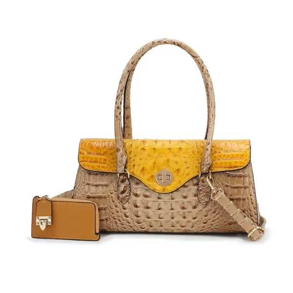 MKF COLLECTION - J'OMOR Liviana Croc-embossed Elongated Shoulder Bag - Yellow
