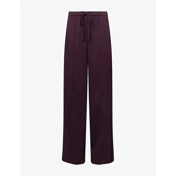 Vince Drawstring Wide-leg Satin Trousers - Blackberry