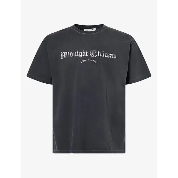 DUKE + DEXTER Mc Chess Washed Graphic-print Cotton T-shirt - Black