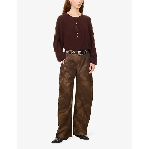 Free People Porta Henley-collar Cashmere Jumper