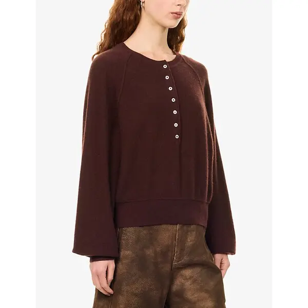 Free People Porta Henley-collar Cashmere Jumper