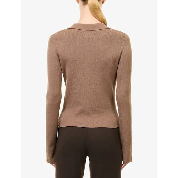 ADANOLA Collar Long-sleeve Knit Top