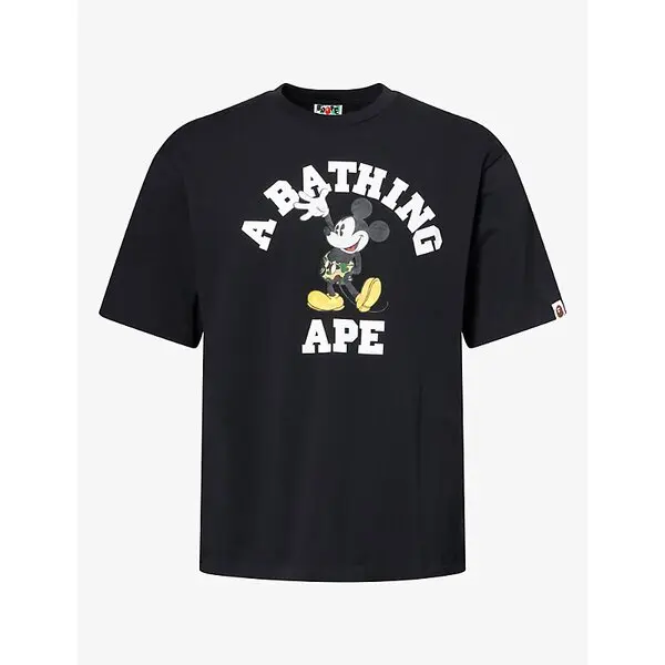 A BATHING APE X Disney Mickey Graphic Cotton-jersey T-shirt Xxl - Black