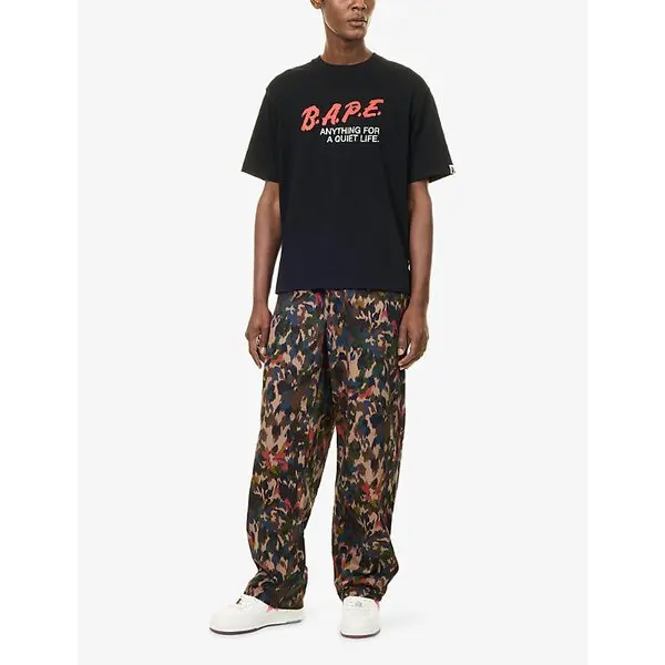 A BATHING APE Motto Logo-print Cotton T-shirt - Black