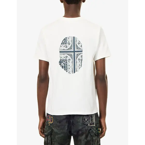 A BATHING APE Paisley Ape Head Graphic Cotton-jersey T-shirt - Ivory