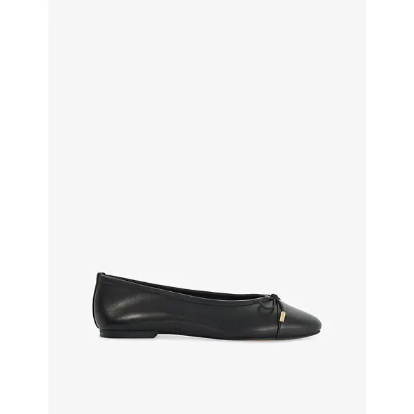 DUNE Haliah Leather Ballet Flats With Bow Detailing