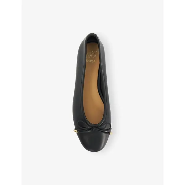 DUNE Haliah Leather Ballet Flats With Bow Detailing