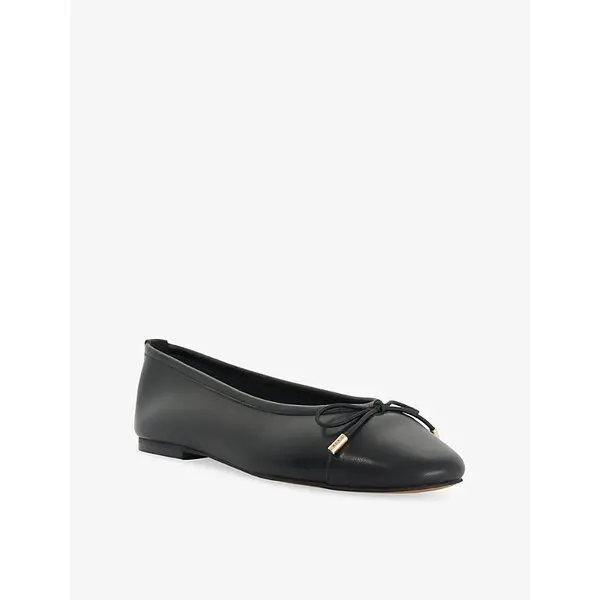 DUNE Haliah Leather Ballet Flats With Bow Detailing