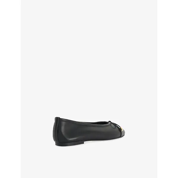 DUNE Haliah Leather Ballet Flats With Bow Detailing